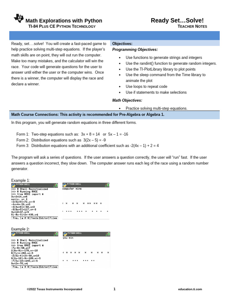 Ready Set Solve CEPy Teacher | PDF | Equations | Python (Programming ...