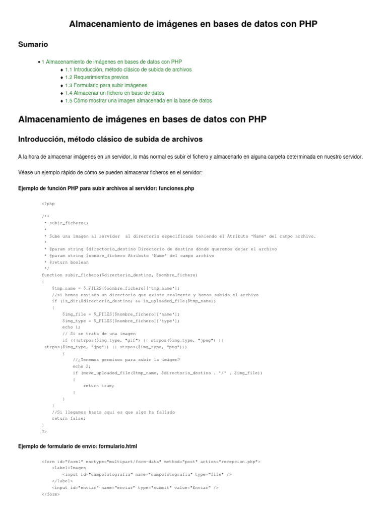 Almacenamiento de Imágenes en Bases de Datos Con PHP | PDF | Archivo de ...