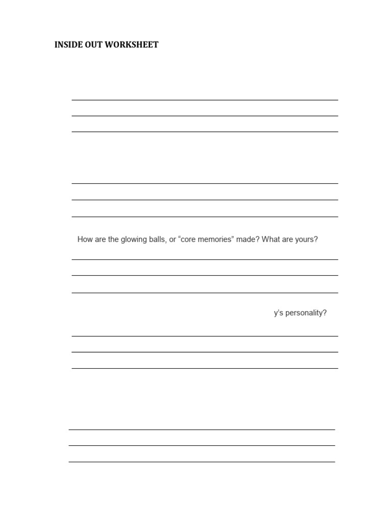 Inside Out Worksheet | PDF