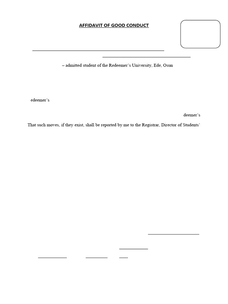RUN Affidavit of Good Conduct | PDF