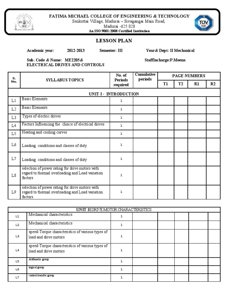 Lesson Plan For MP | PDF | Microcontroller | Instruction Set