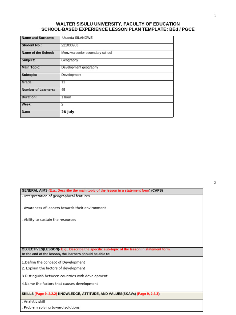 FINISHED LESSON PLAN | PDF | Teaching Method | Learning