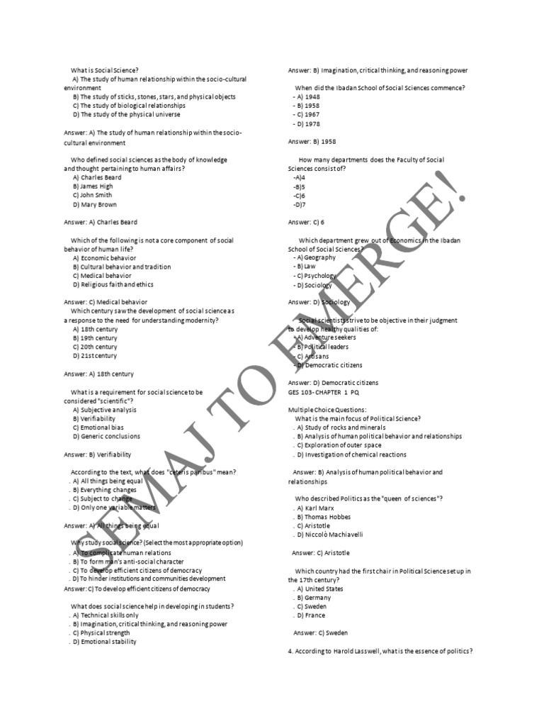 SEMAJ GES 103 Question Bank (PQ & Likely Questions) | PDF | Government ...