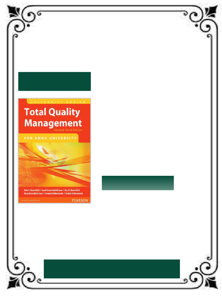 Total Quality Management For ANNA University 3rd Edition Dale H. Besterfield ebook classic ...