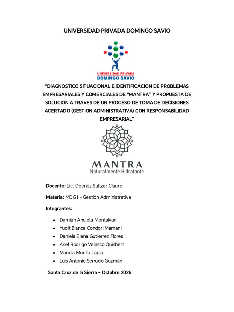 Diagnóstico y Soluciones para Mantra | PDF | Marketing | Motivación