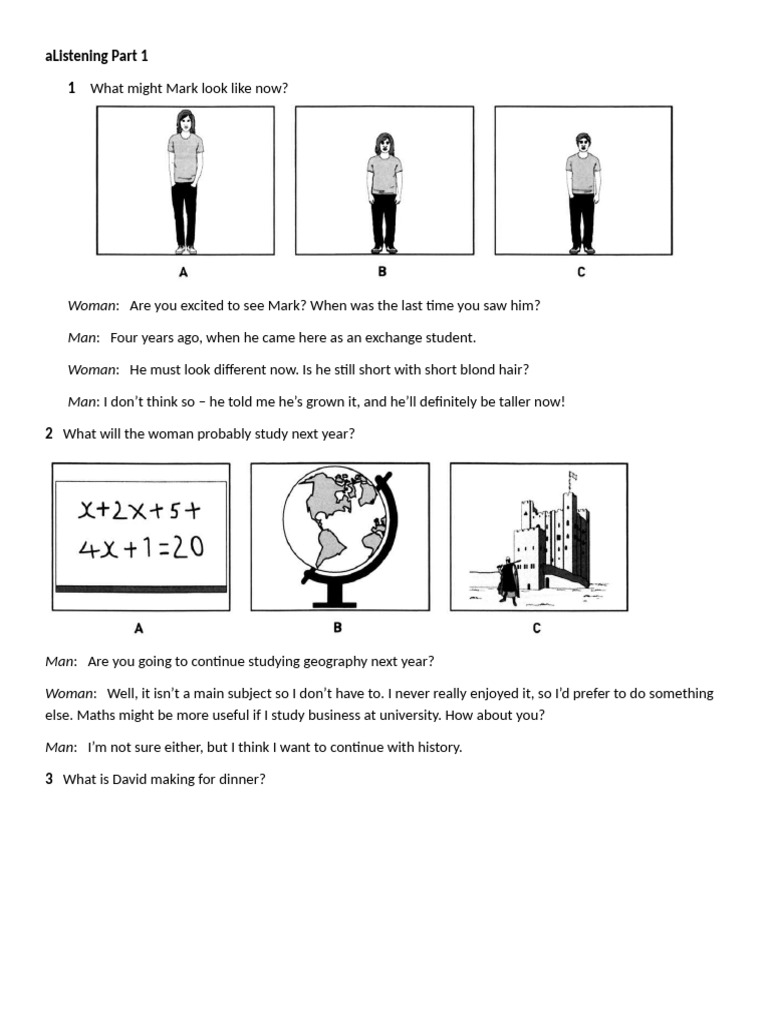 Listening Part 1, 2 Test 8 KEY | PDF