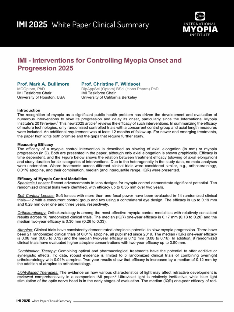 Myopia Control Interventions 2025 Review | PDF | Myopia | Medical ...