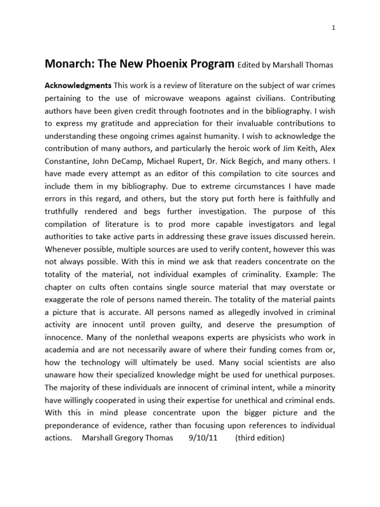 Monarch, The New Phoenix Program - Marshall Thomas (2007) | PDF | J ...