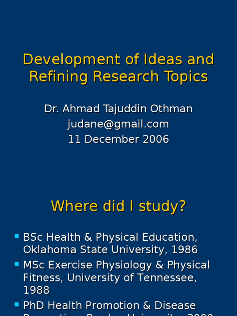 Development of Ideas and Refining Research Topics | PDF | Hypothesis ...