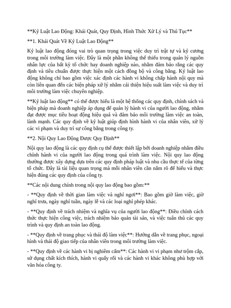 Kỷ Luật Lao Động | PDF