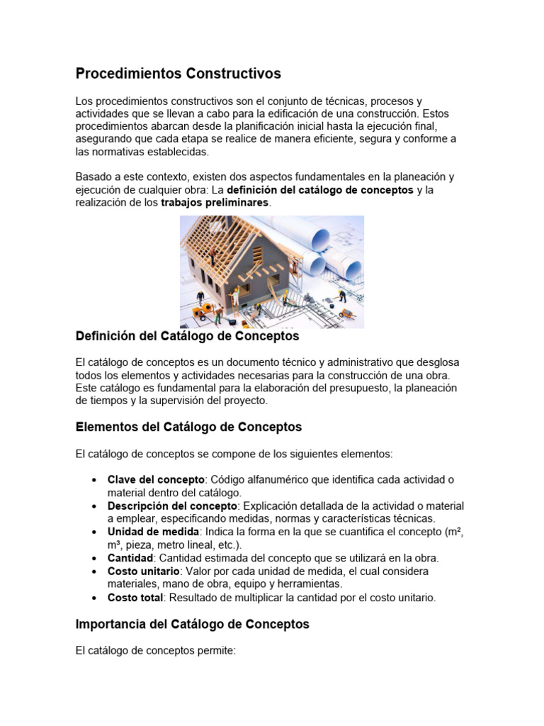 PROCEDIMIENTOS CONSTRUCTIVOS UNIDAD 2 | PDF
