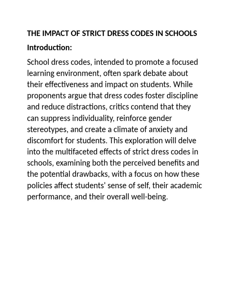 The Impact of Strict Dress Codes in Schools | PDF