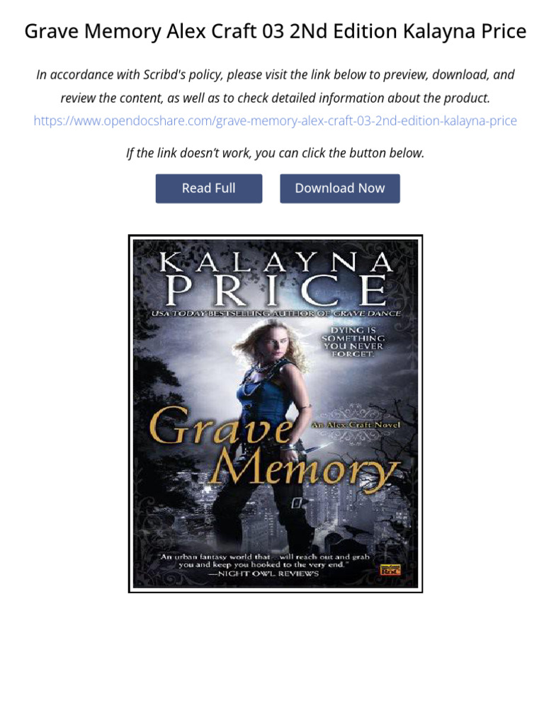 Grave Memory Alex Craft 03 2nd Edition Kalayna Price | PDF | Publishing ...