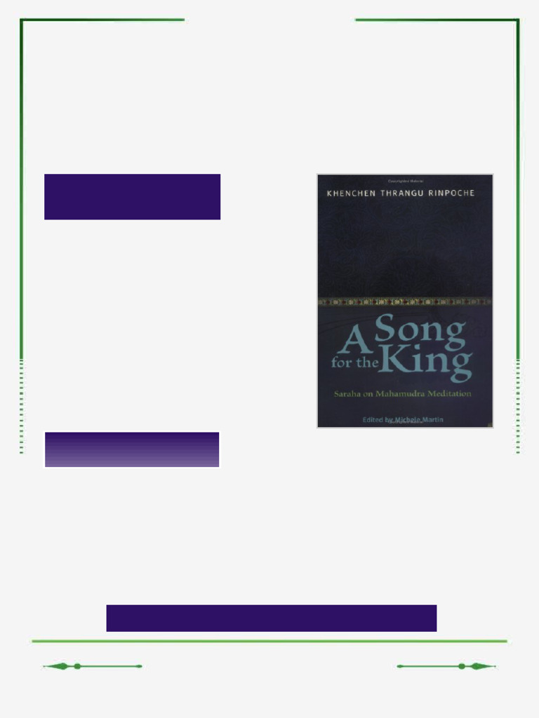 A Song for the King Saraha on Mahamudra Meditation 1st Edition Edition ...