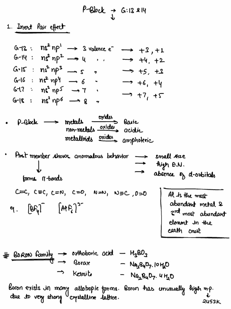 Notes - P Block Elements | PDF