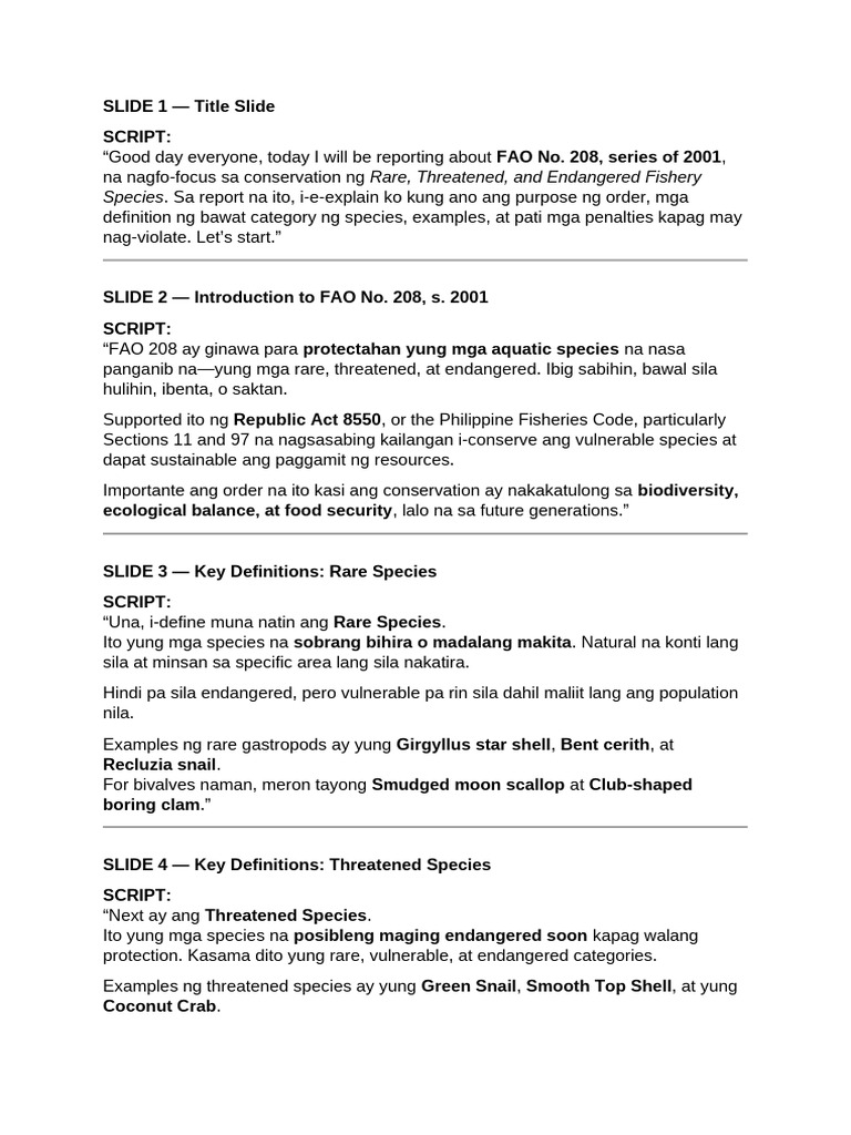 FAO No. 208: Conservation of Endangered Fishery Species | PDF | Water ...