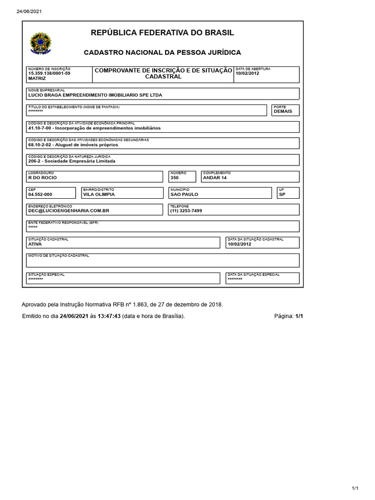 Lucio Braga - CNPJ | PDF | Economia de negócios | Brasil