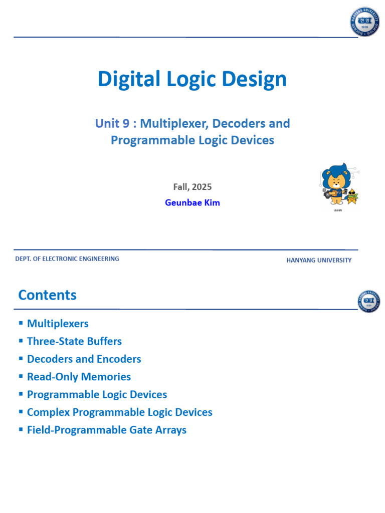 Digital Logic Unit.9 Fall.2025 | PDF | Field Programmable Gate Array | Logic Gate