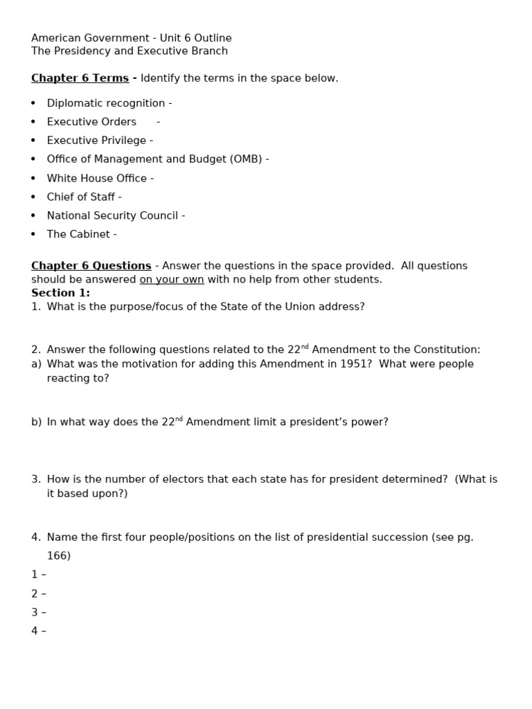 Executive Branch Overview and Key Concepts | PDF | Vice President Of ...