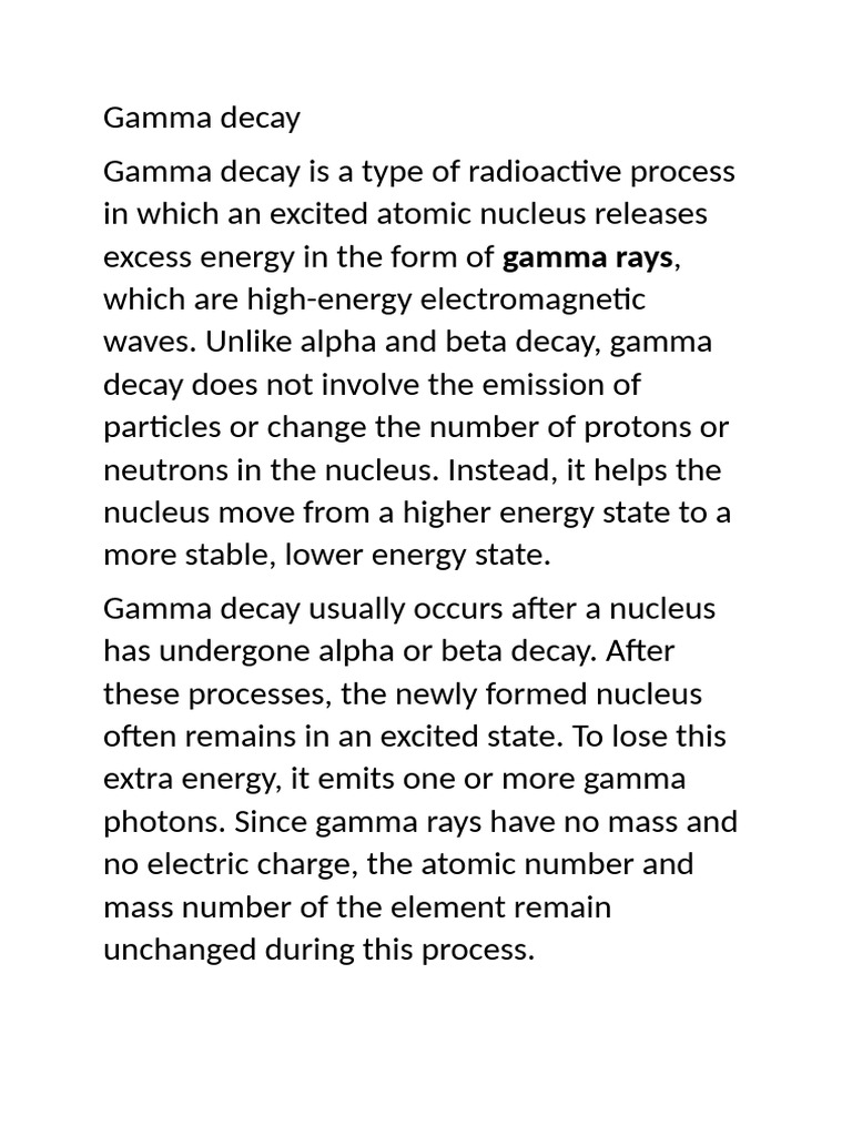 Gamma Decay | PDF
