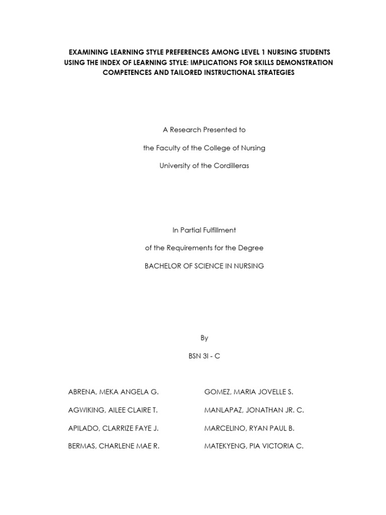 Nursing Students' Learning Style Analysis | PDF | Learning Styles ...