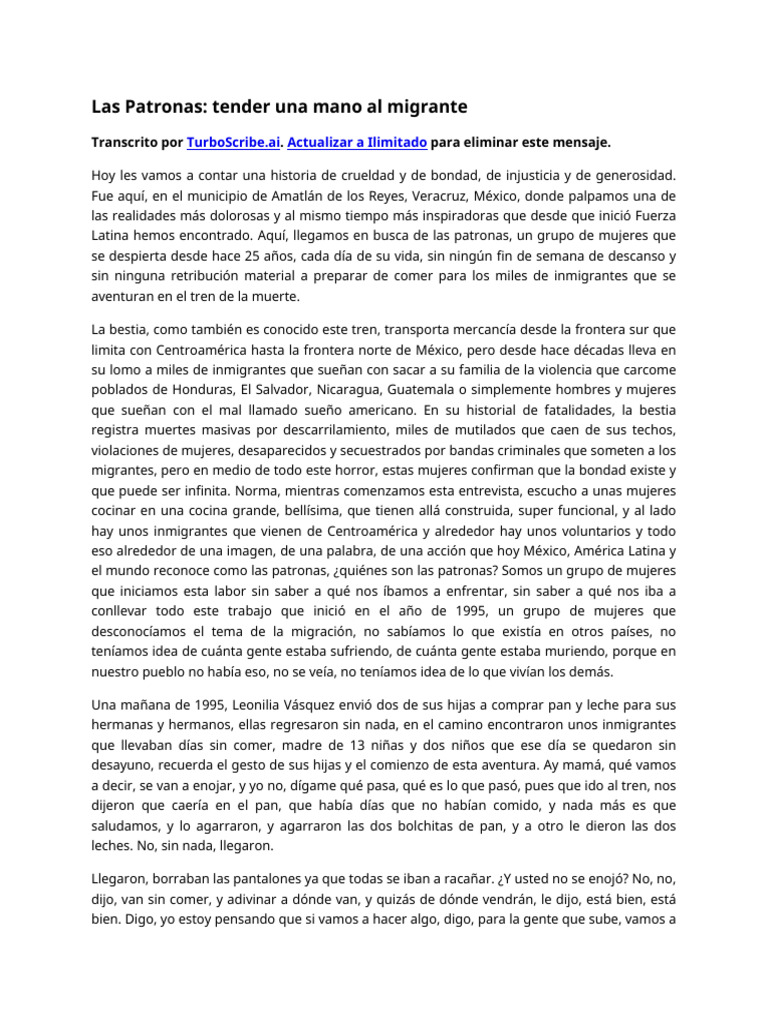 Las Patronas_ tender una mano al migrante | PDF