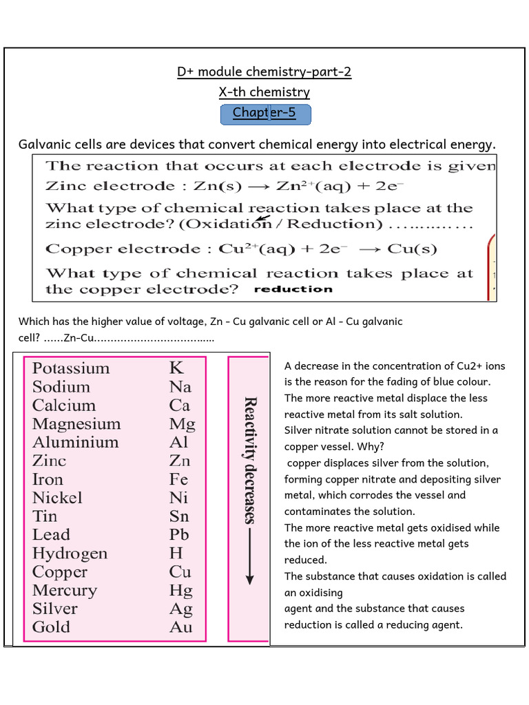 Galvanic Cells and Electrolysis Explained | PDF | Redox | Acid