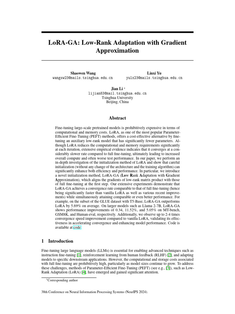 Lora-ga Low-rank Adaptation With Gradient Approximation | PDF | Matrix ...