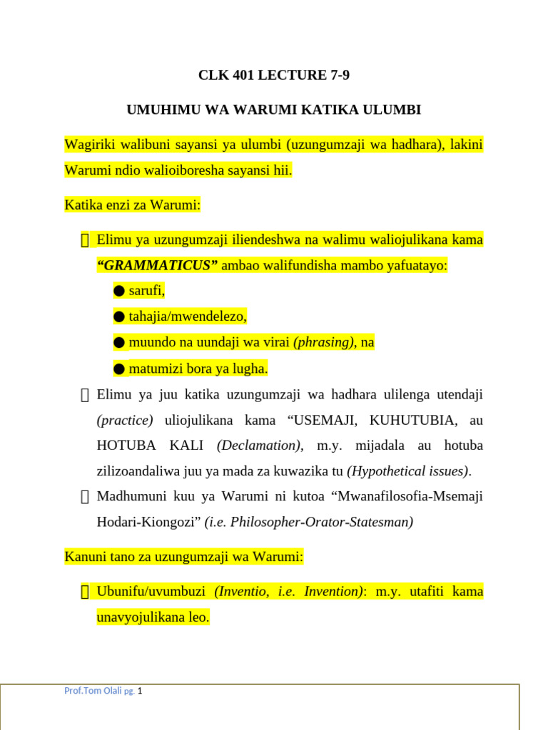 Clk 401 Lecture 7-9 Olali-1 | PDF