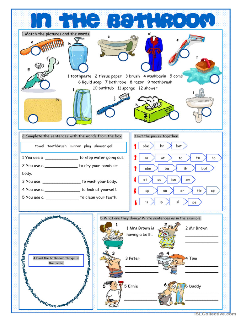 Bathroom Vocabulary and Activities Guide | PDF