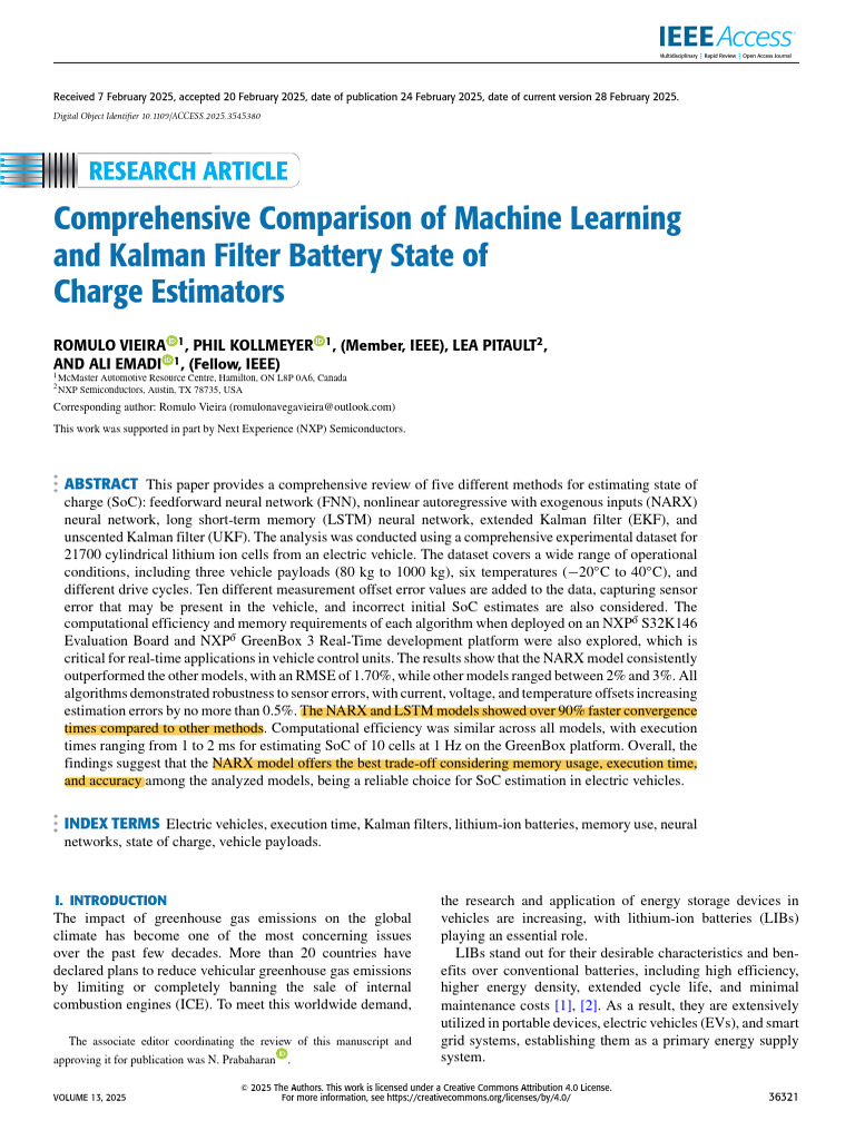 SoC Estimation: ML vs. Kalman Filters | PDF | Kalman Filter | Applied ...