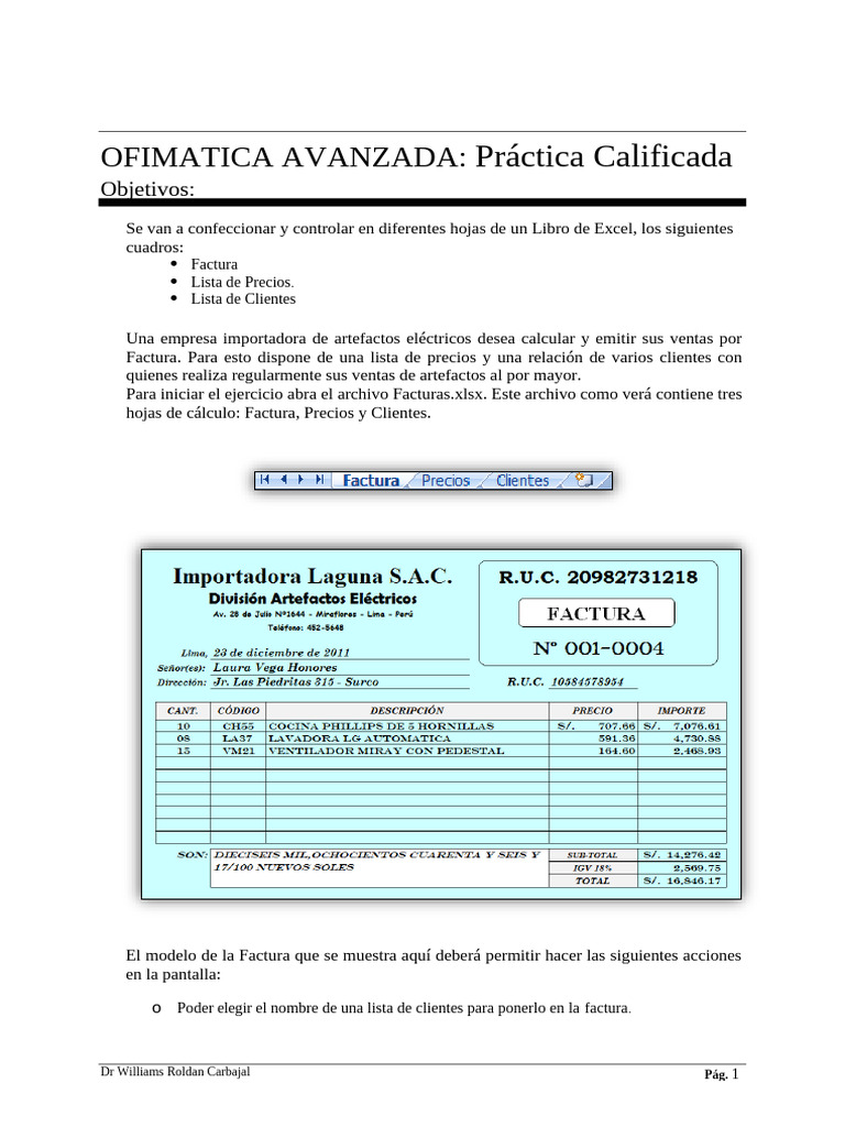 Practica excel factura 25 02 2025 | PDF | Macro (informática) | Botón (Computación)