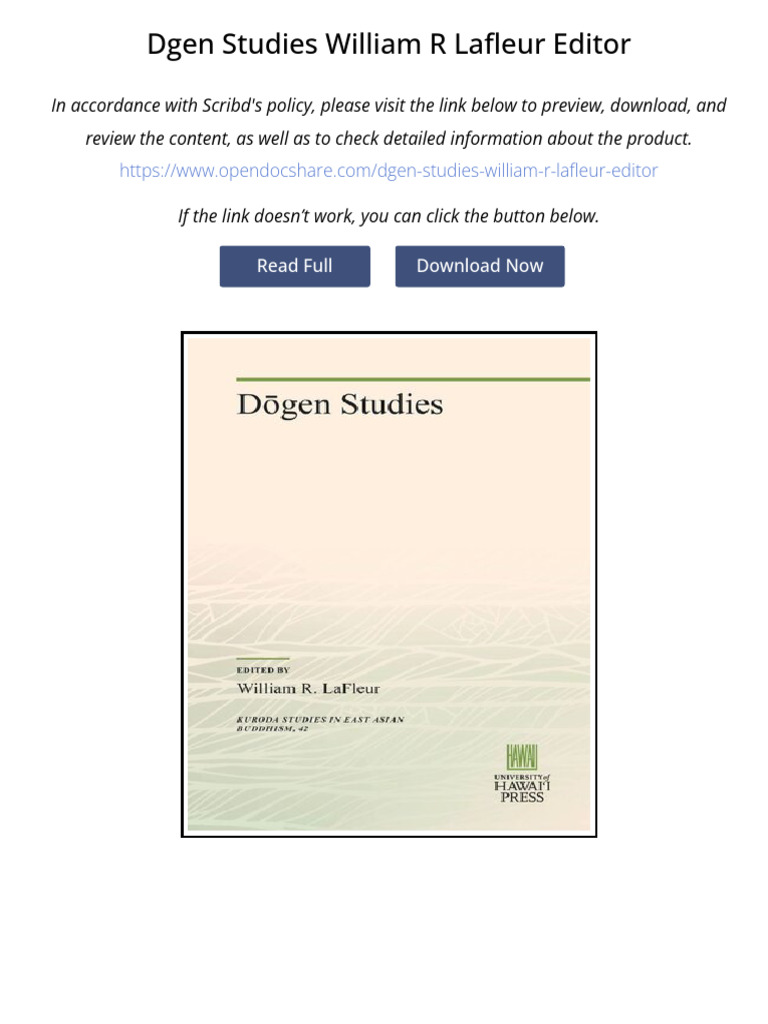 Dgen Studies William R Lafleur Editor | PDF | Dōgen
