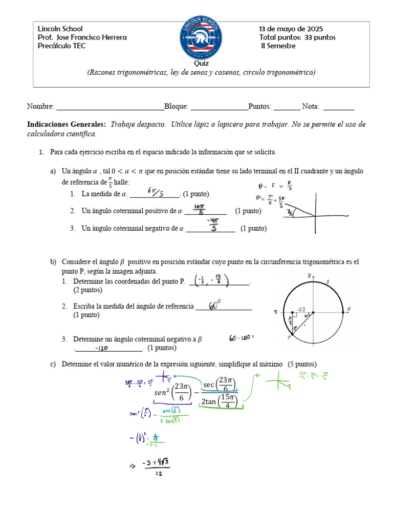 Quiz Trigonometria B56 | PDF | Trigonometría | Euclides