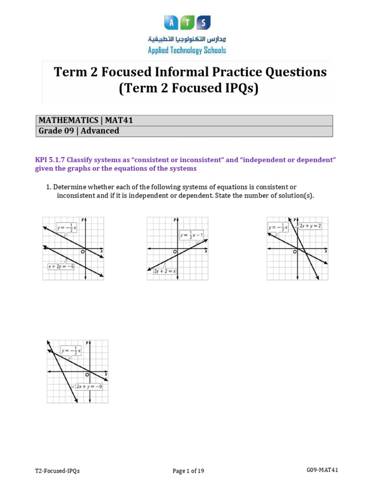 Ay2425 t2 Mat41 Focused Ipq.pdf | PDF | Equations | System Of Linear Equations