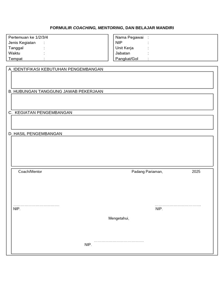 Formulir Coaching Kosong | PDF