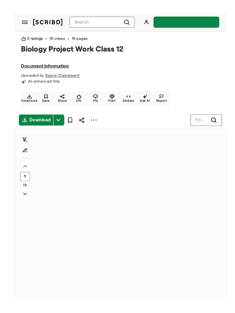 Document815614304biology Project Work Class 12 | PDF