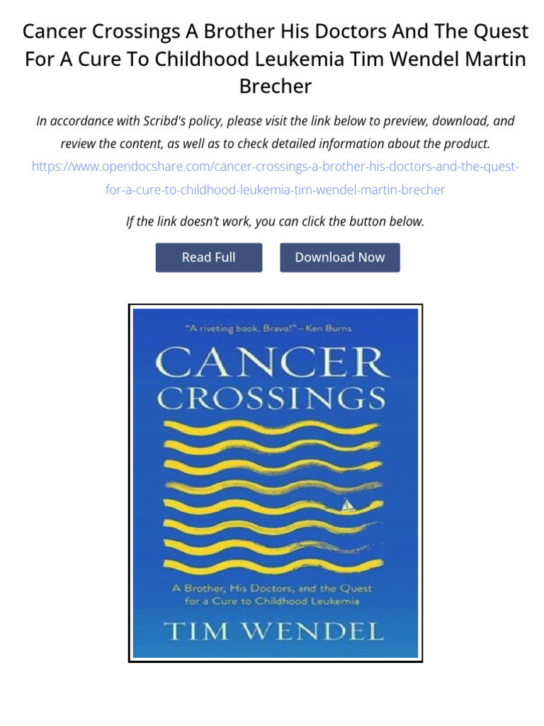 Cancer Crossings A Brother His Doctors And The Quest For A Cure To ...