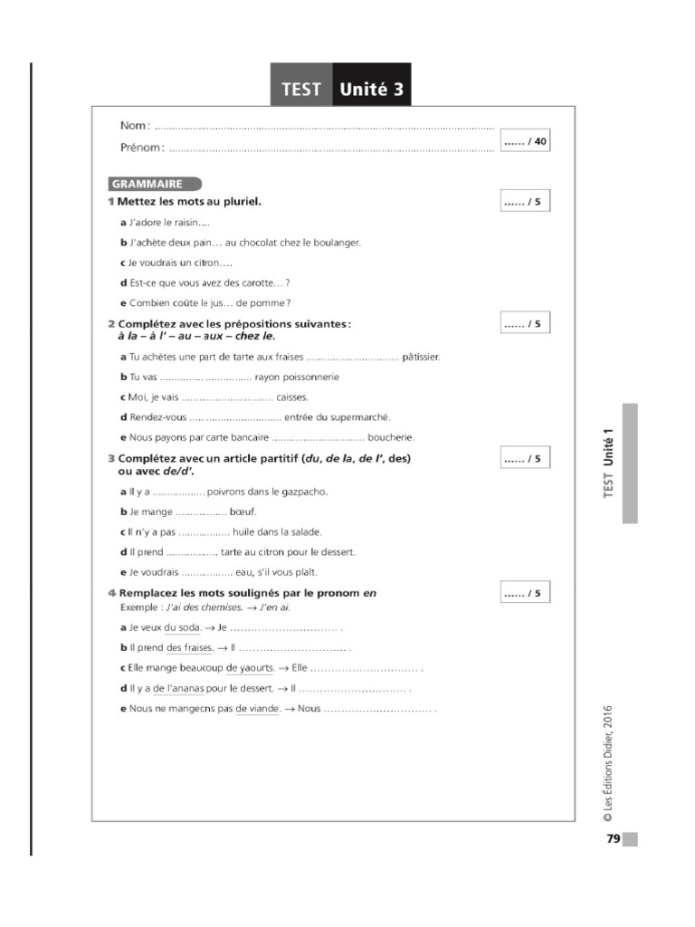 Test 3 - Unité 3 | PDF