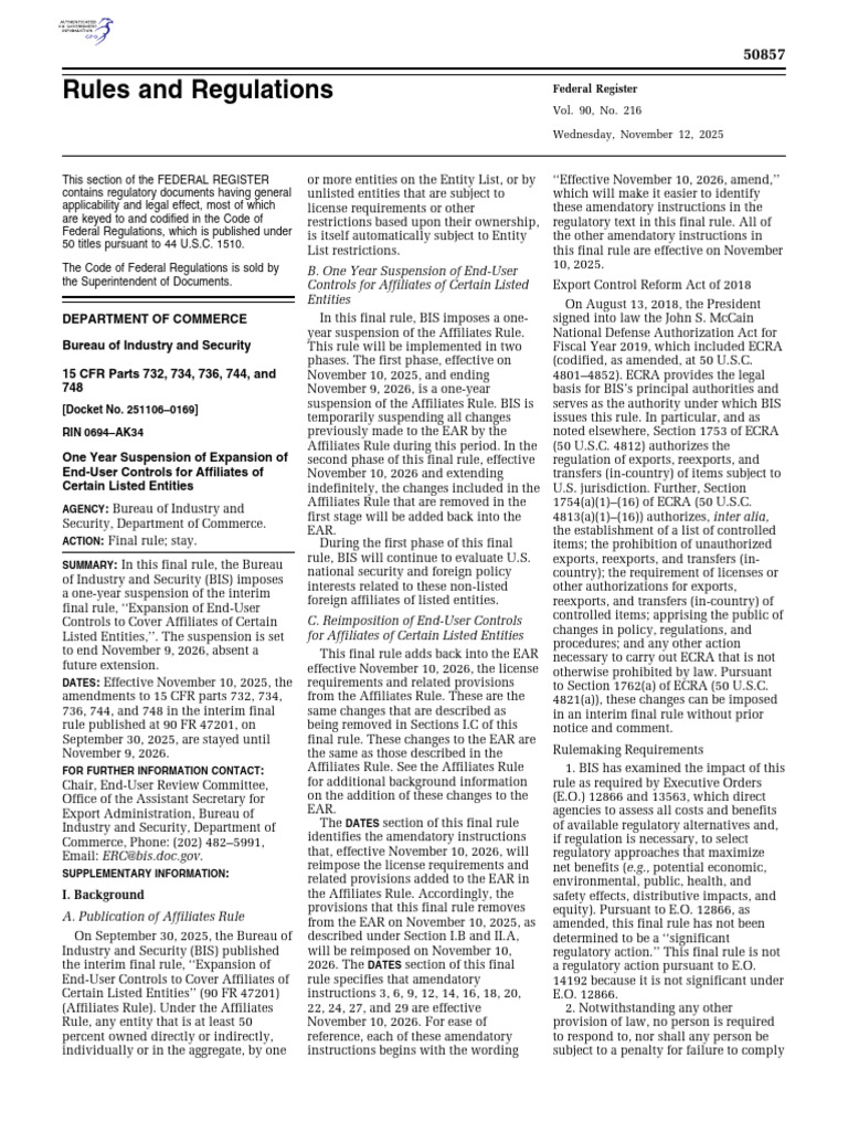 One-Year Suspension of End-User Controls | PDF | Administrative ...