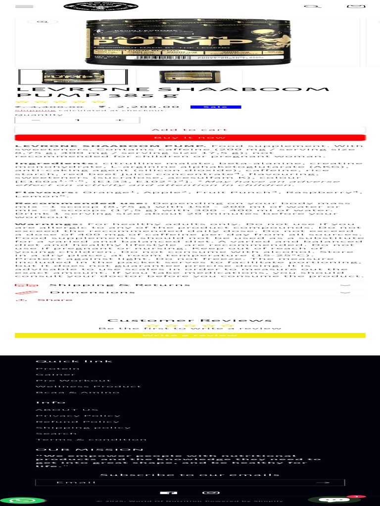 Levrone Shaaboom Pump 385 g – World of Nutrition | PDF
