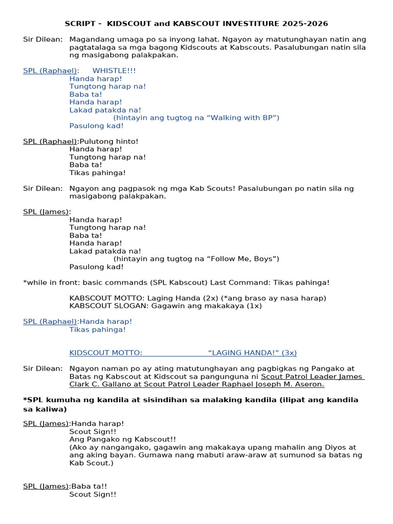 Kidscout and Kabscout Script 2024 | PDF