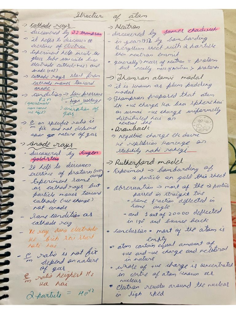 Atomic Structure Short Notes | PDF