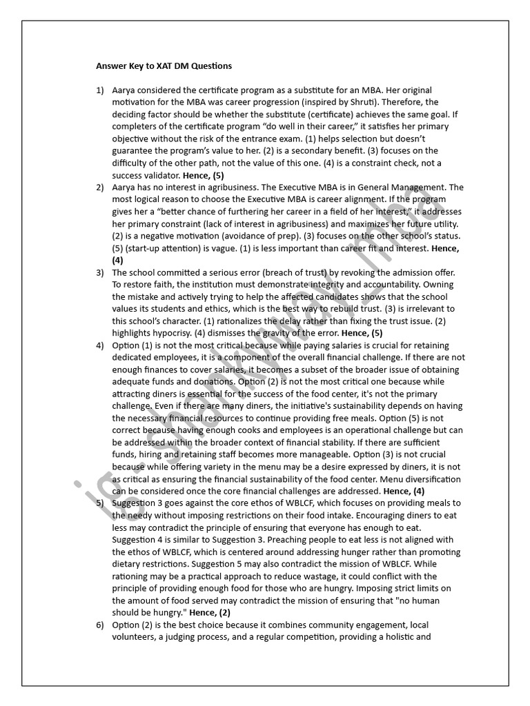 XAT DM 2026 - CS (Answers) | PDF