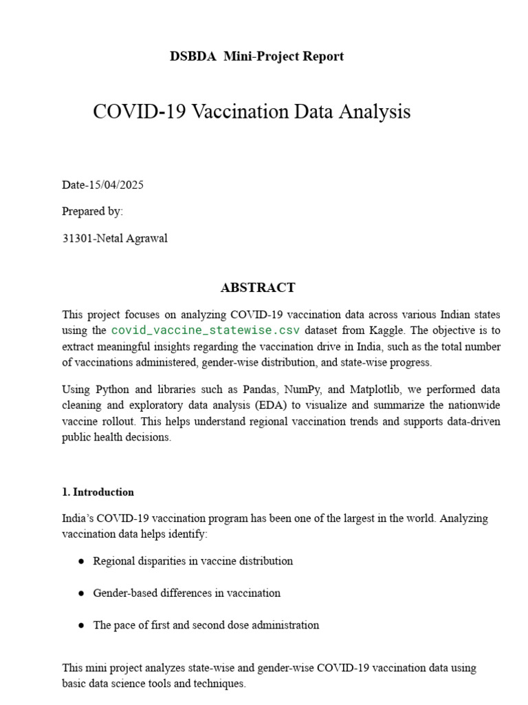 DSBDA Mini-project Report .Docx | PDF | Data | Data Analysis