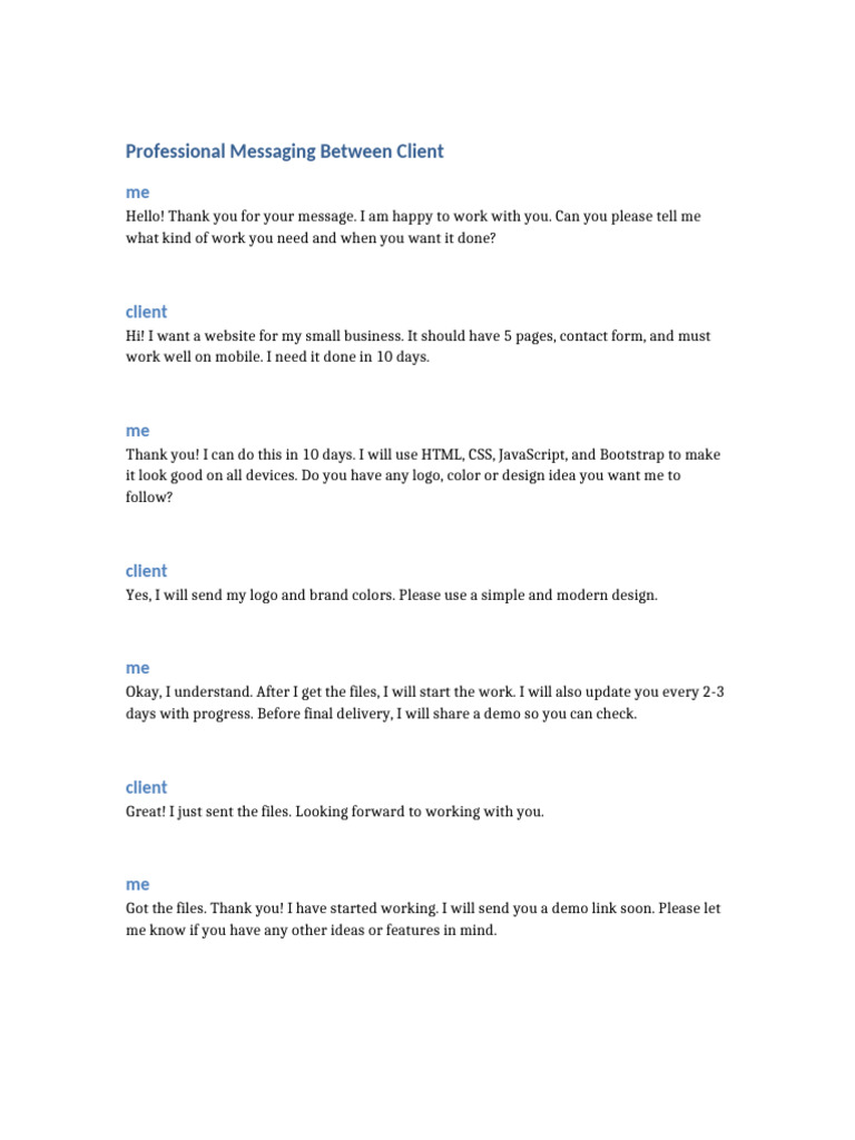 Professional Messaging Between Client | PDF
