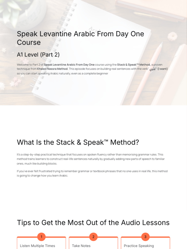 Speak Levantine Arabic A1: Sentences & Vocabulary | PDF | Arabic | Fluency