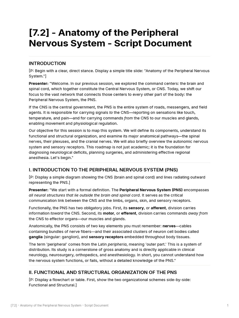 [7.2] - Anatomy of the Peripheral Nervous System - Script Document ...