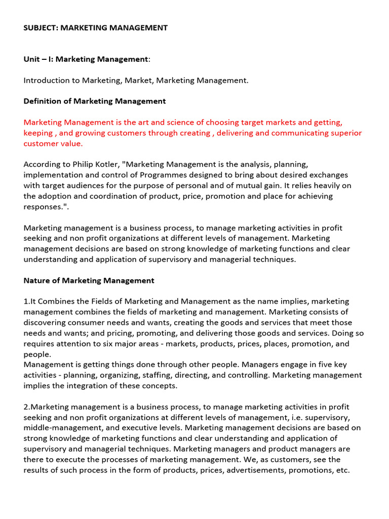 mm unit-1 | PDF | Marketing | Human Resource Management