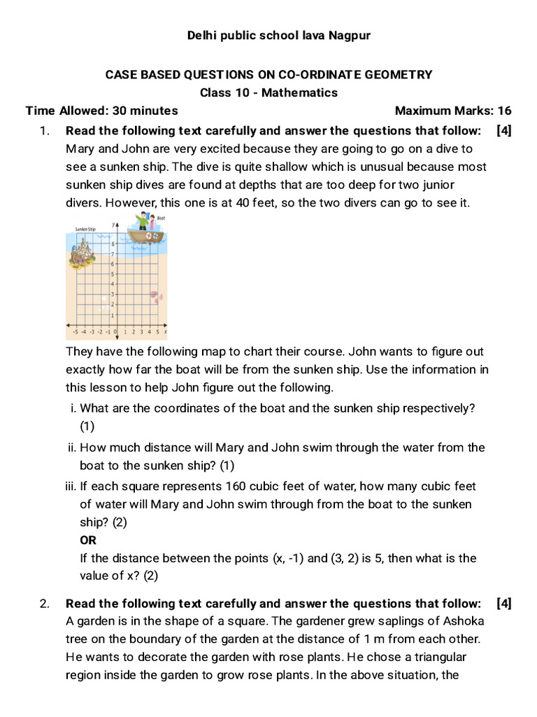 Case Study Questions on Coordinate Geometry | PDF | Area | Geometry